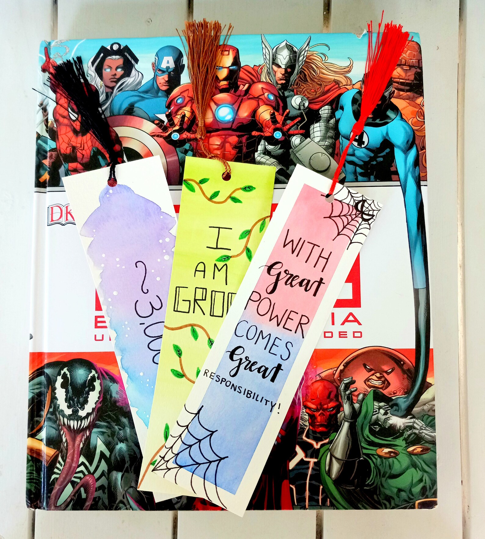 Superhero Watercolor Bookmarks Set of 3 Spider Superhero - Etsy