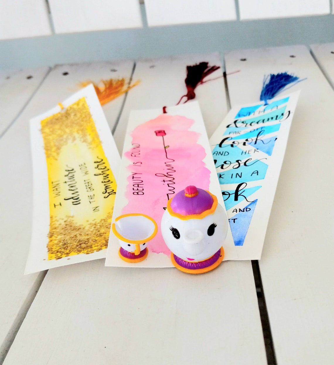 Beauty and the Beast Bookmarks Set of 3 Watercolor Belle Bookmarks ...