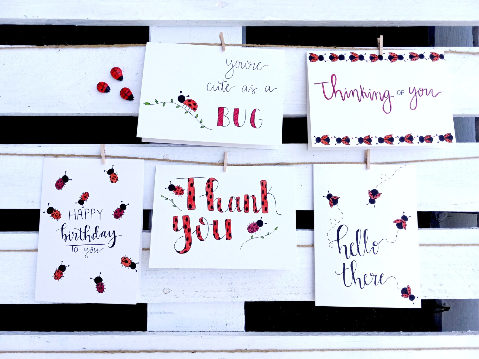 Handmade Ladybug Variety Note Cards - Set of 5 - Ladybug and Nature ...