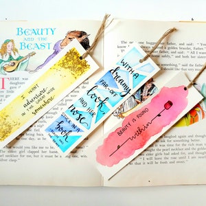 Beauty and the Beast Bookmarks Set of 3 Watercolor Belle - Etsy