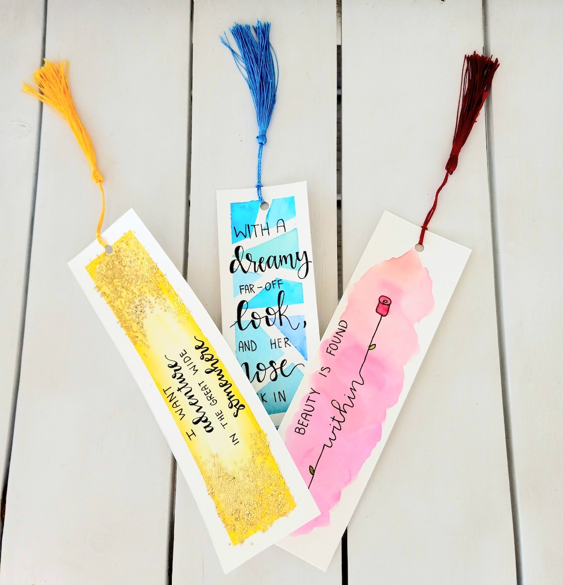 Beauty and the Beast Bookmarks Set of 3 Watercolor Belle Bookmarks ...