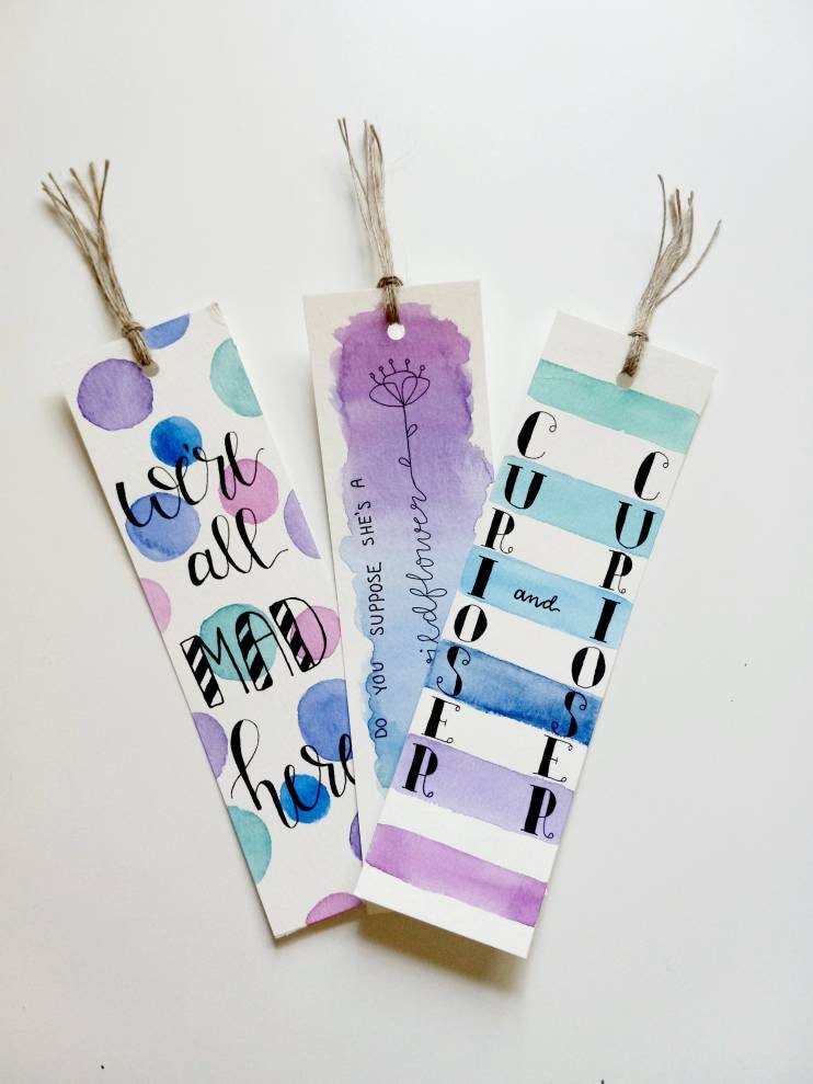 Alice in Wonderland Bookmarks Set of 3 Hand Lettered and Handmade ...