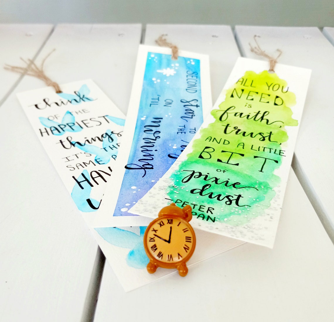 Peter Pan Bookmarks Set of 3 Watercolor Tinker Bell Bookmarks Peter Pan ...