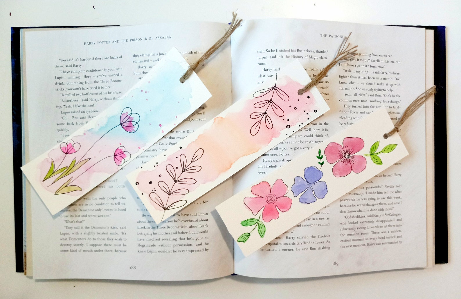 Watercolor Floral Bookmarks - Set of 3 - Handmade Flower Bookmarks ...