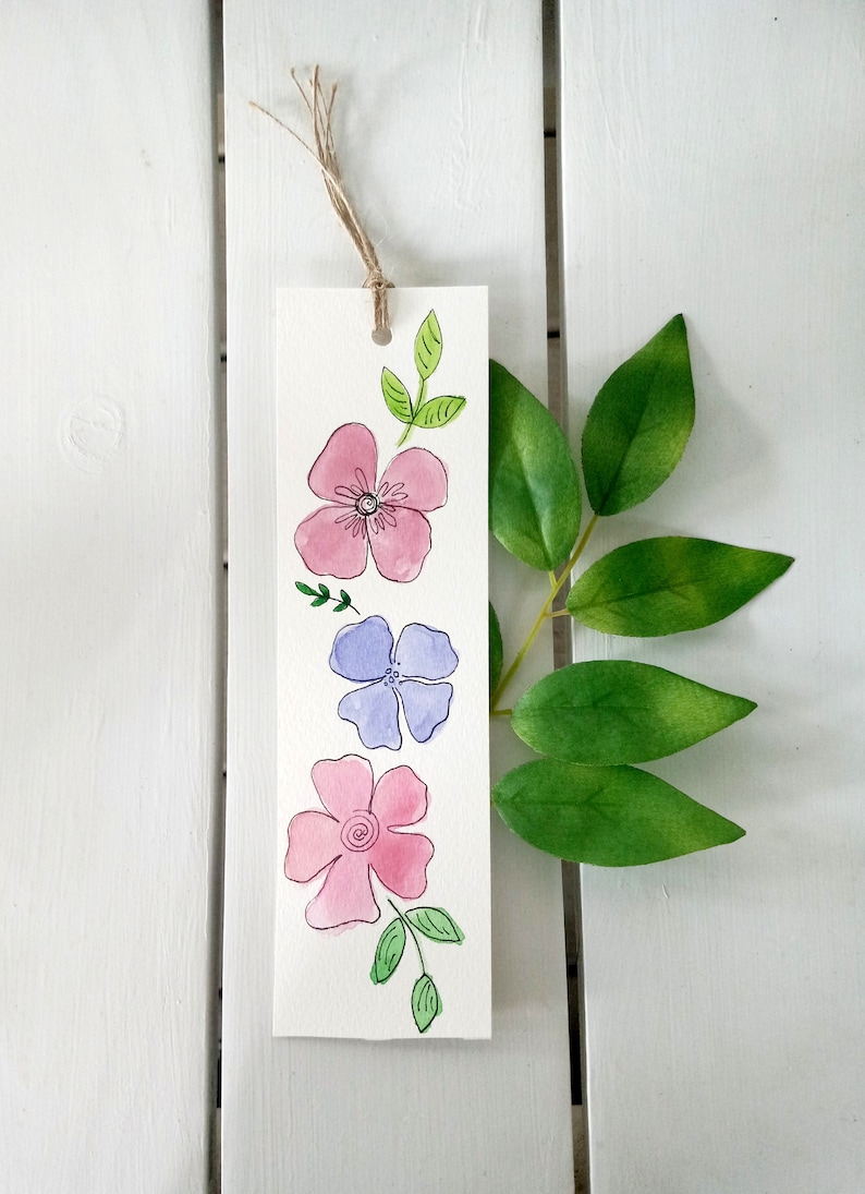 Watercolor Floral Bookmarks - Set of 3 - Handmade Flower Bookmarks ...