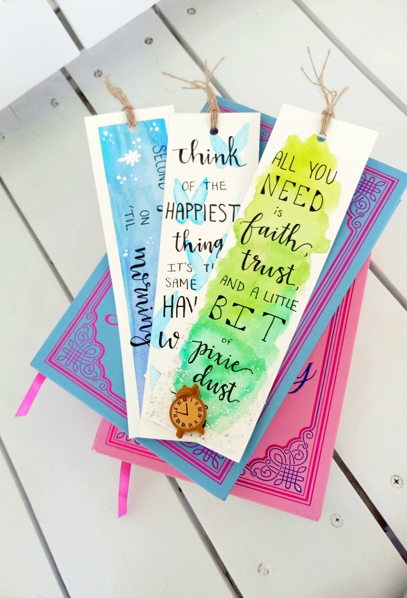 Peter Pan Bookmarks Set of 3 Watercolor Tinker Bell Bookmarks Peter Pan ...