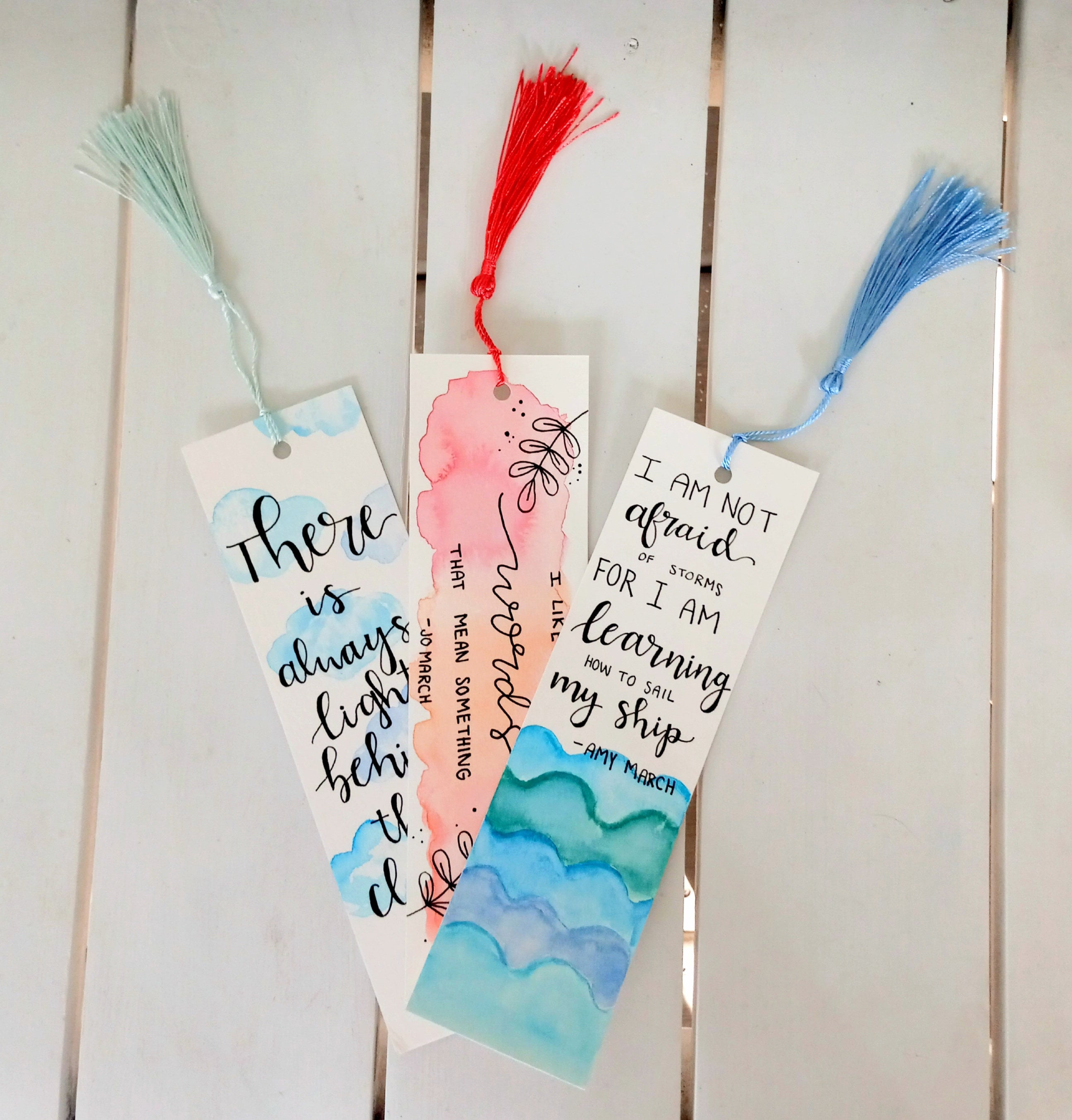 Little Women Quote Bookmarks - Set of 3 - Watercolor Literature Quotes ...