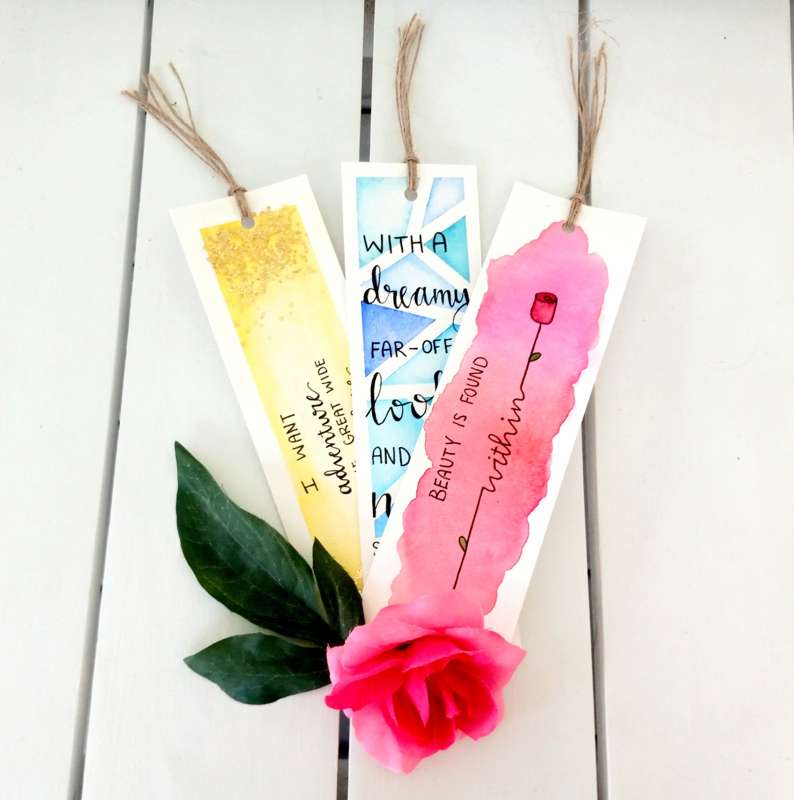 Beauty and the Beast Bookmarks Set of 3 Watercolor Belle - Etsy