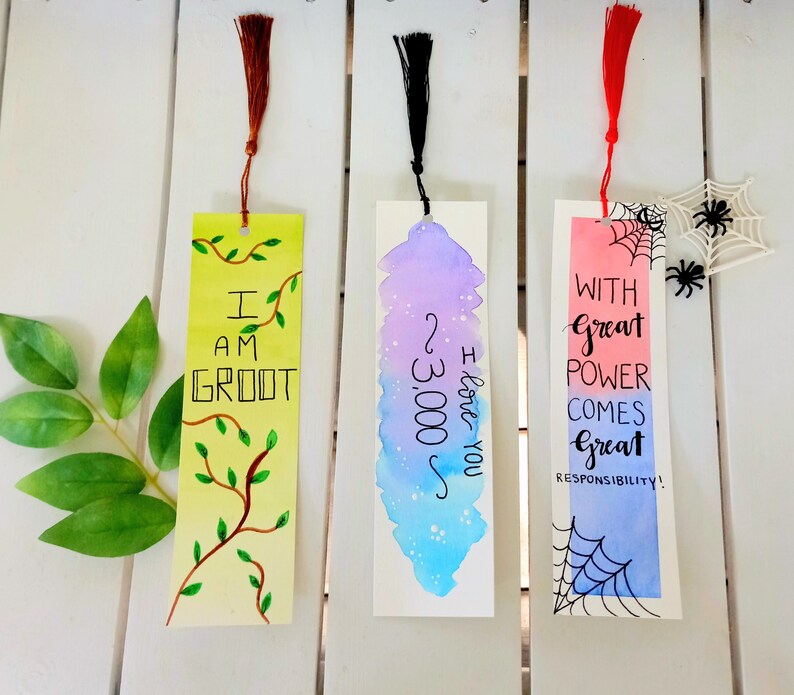 Superhero Watercolor Bookmarks Set of 3 Spider Superhero Tree Superhero ...