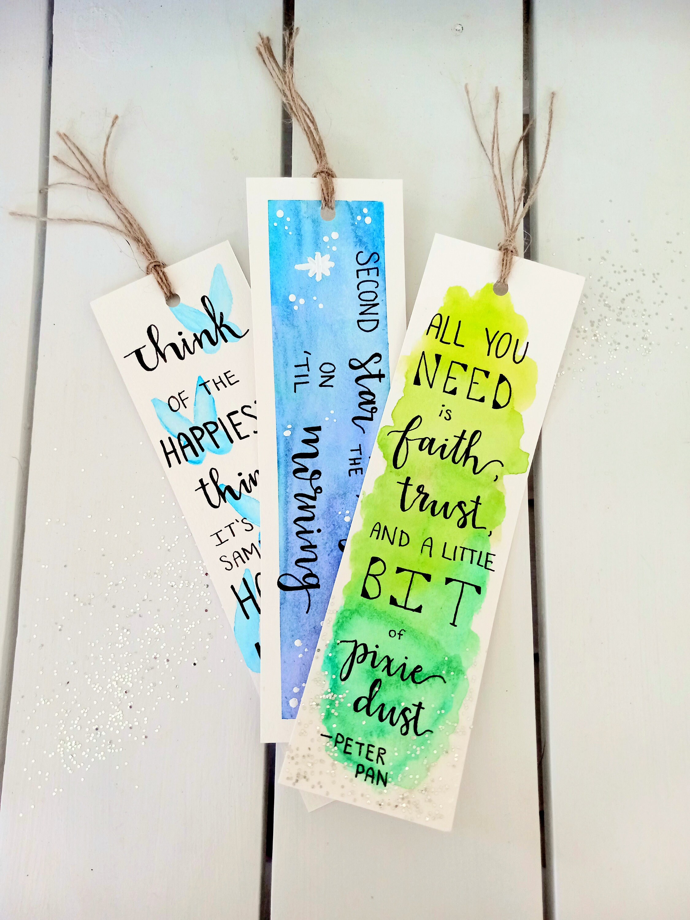 Peter Pan Bookmarks Set of 3 Watercolor Tinker Bell Bookmarks Peter Pan ...