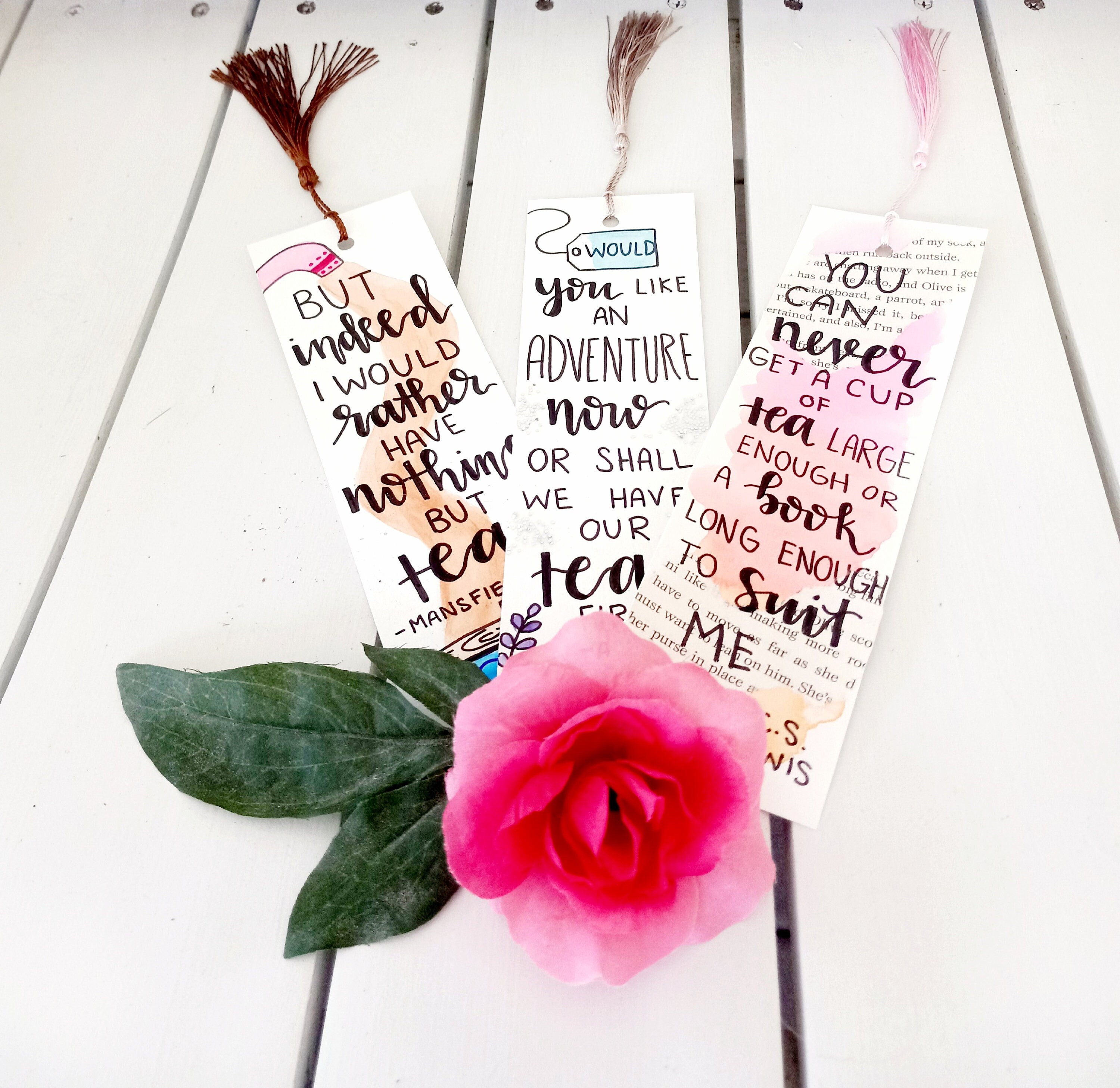Tea Lovers Bookmarks-set of 3-watercolor Bookmarks-literature Tea ...