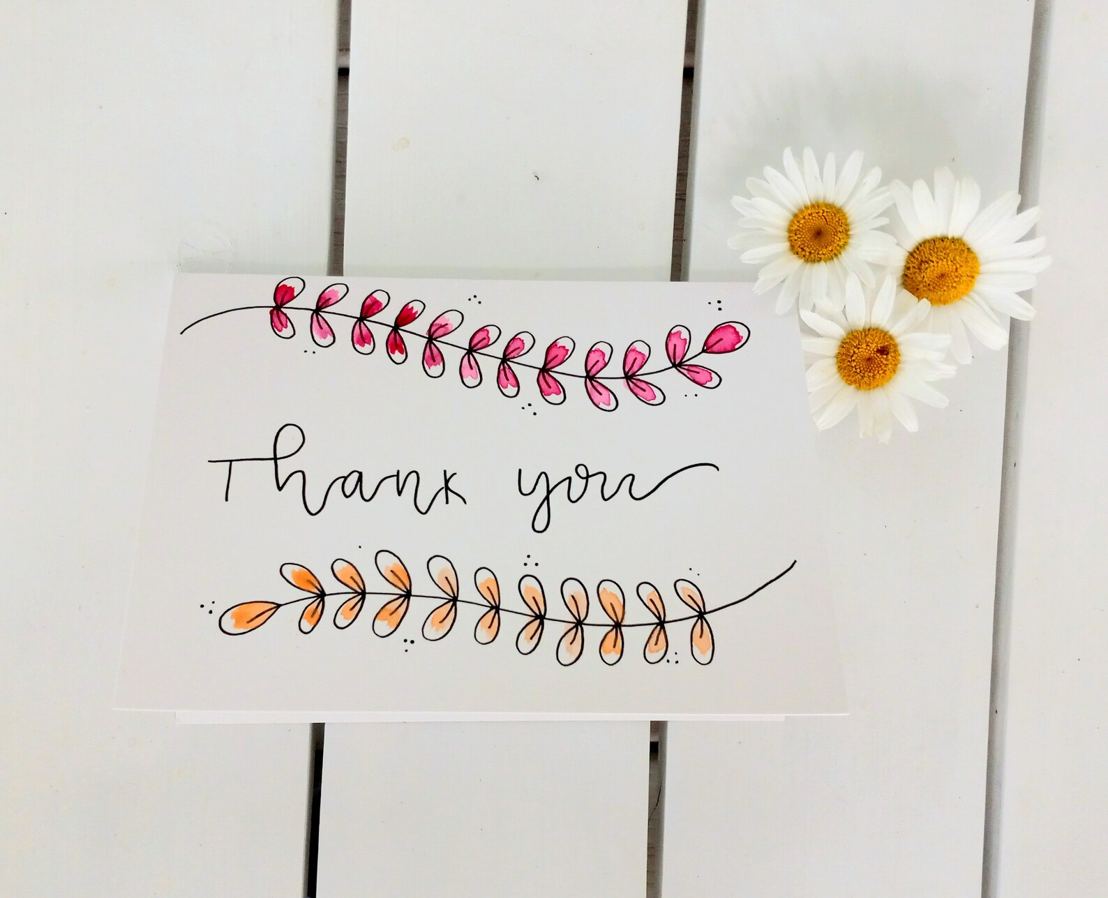 Floral Watercolor Thank You Cards Set of 5 Handmade Watercolor Thank ...