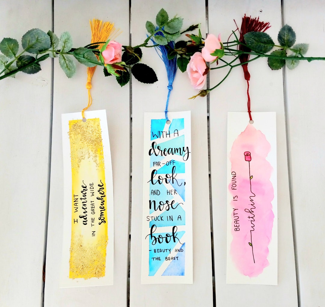 Beauty and the Beast Bookmarks - Set of 3 - Watercolor Belle Bookmarks ...