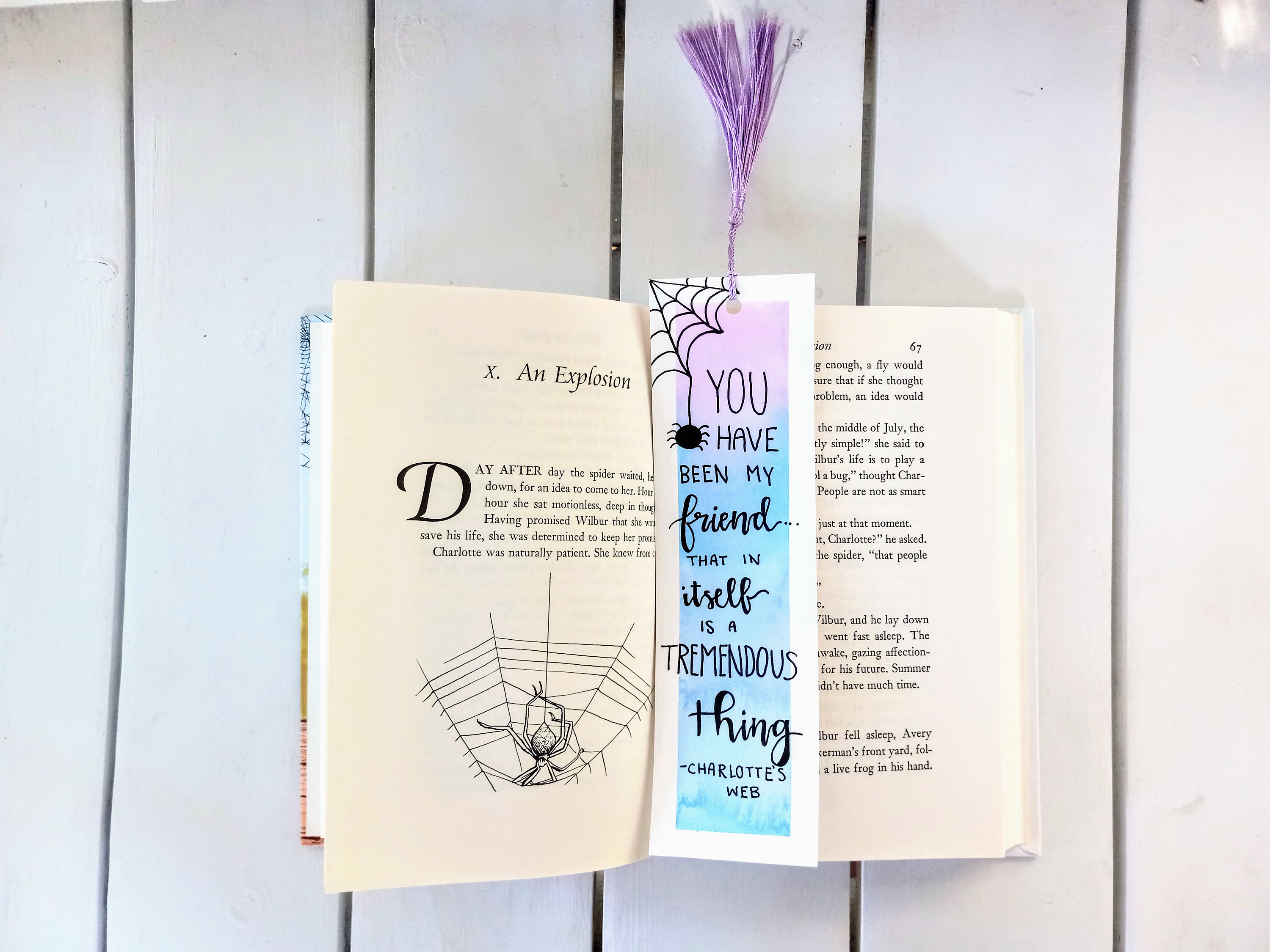 Charlotte's Web Bookmarks - Set of 3 - Literature Quotes - Handmade ...