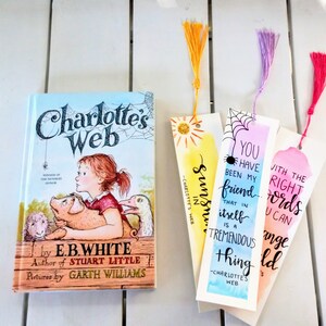 Charlotte's Web Bookmarks - Set of 3 - Literature Quotes - Handmade ...