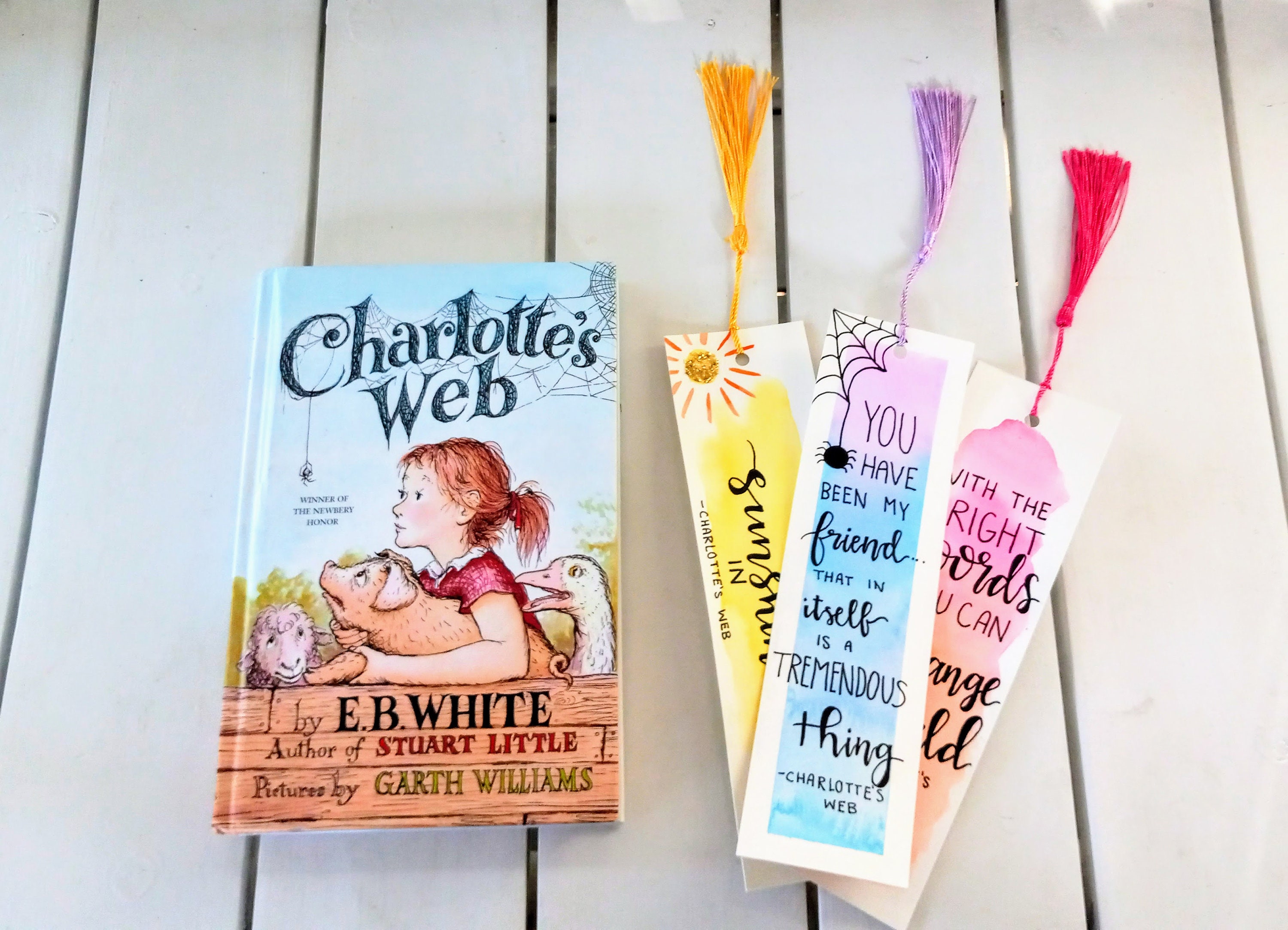 Charlotte's Web Bookmarks - Set of 3 - Literature Quotes - Handmade ...