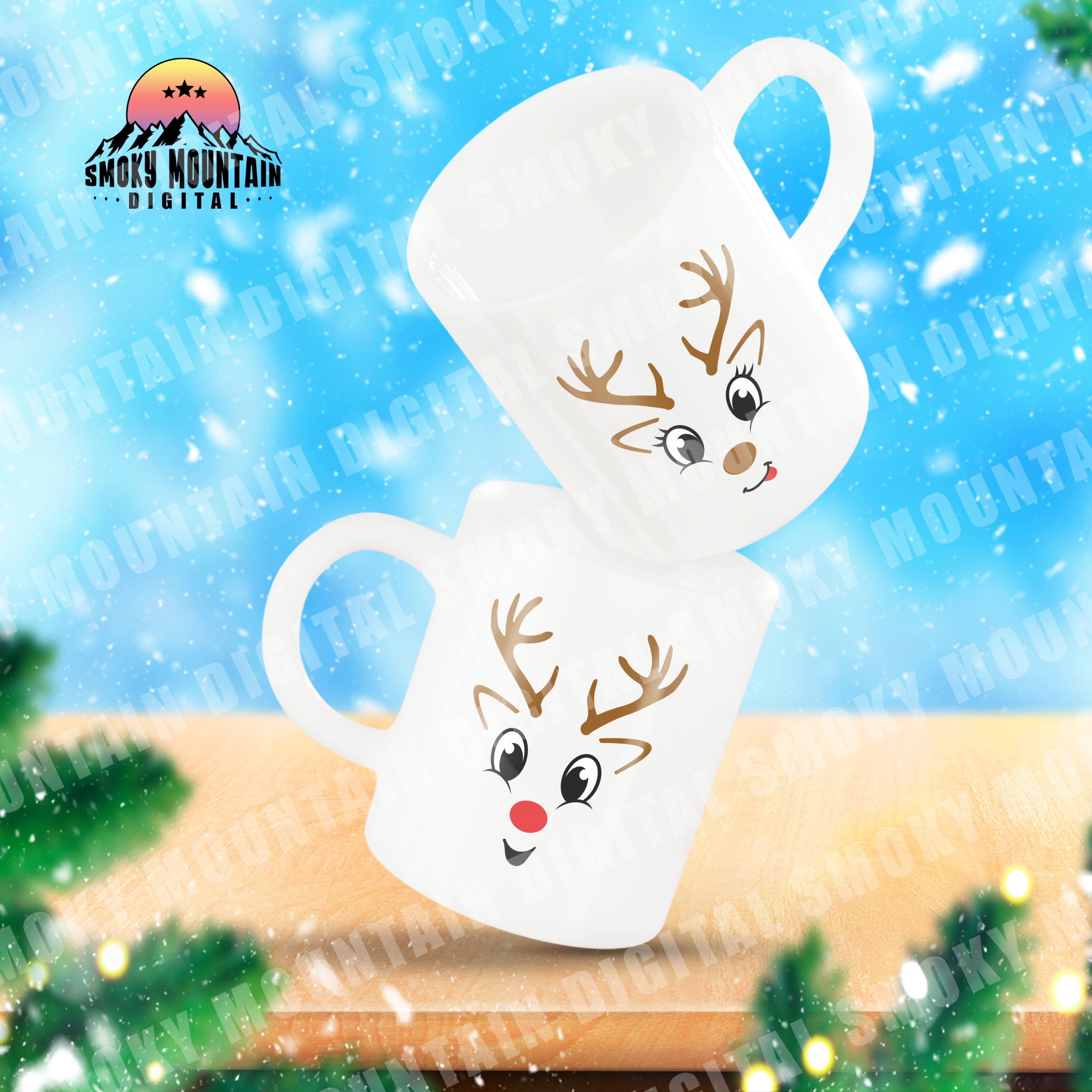 Christmas Reindeer Faces SVG Bundle Instant Digital Download Svg, Png ...