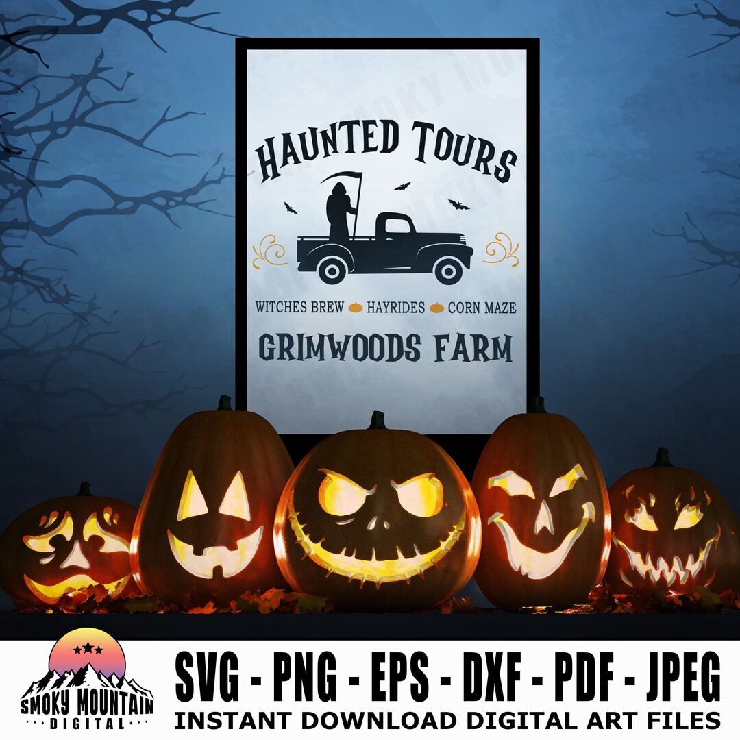 Haunted Farmhouse Sign Printable: Halloween SVG, PNG, PDF (digital ...
