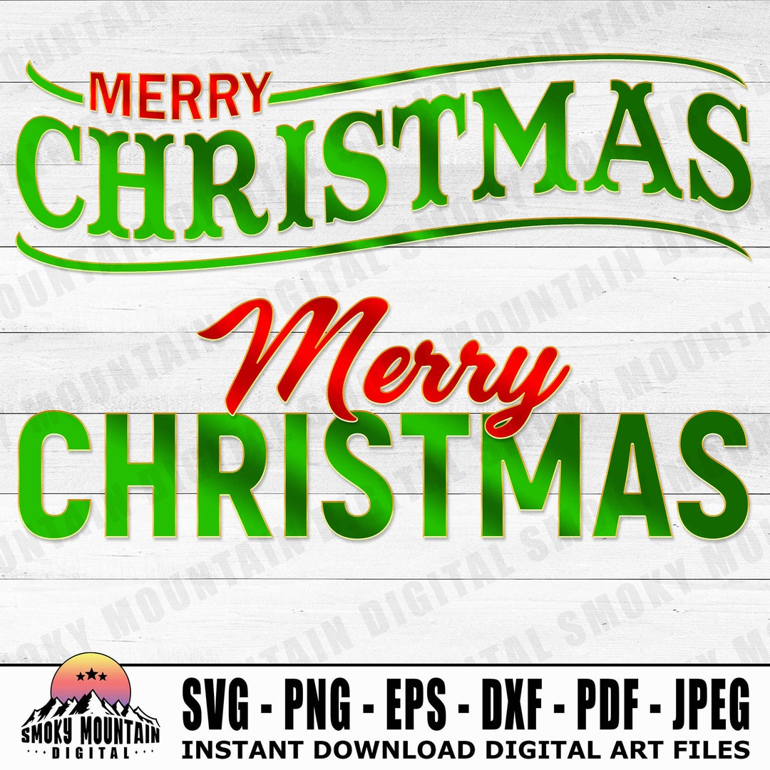 Merry Christmas Text: SVG, PNG, PDF Files (digital Download) - Etsy
