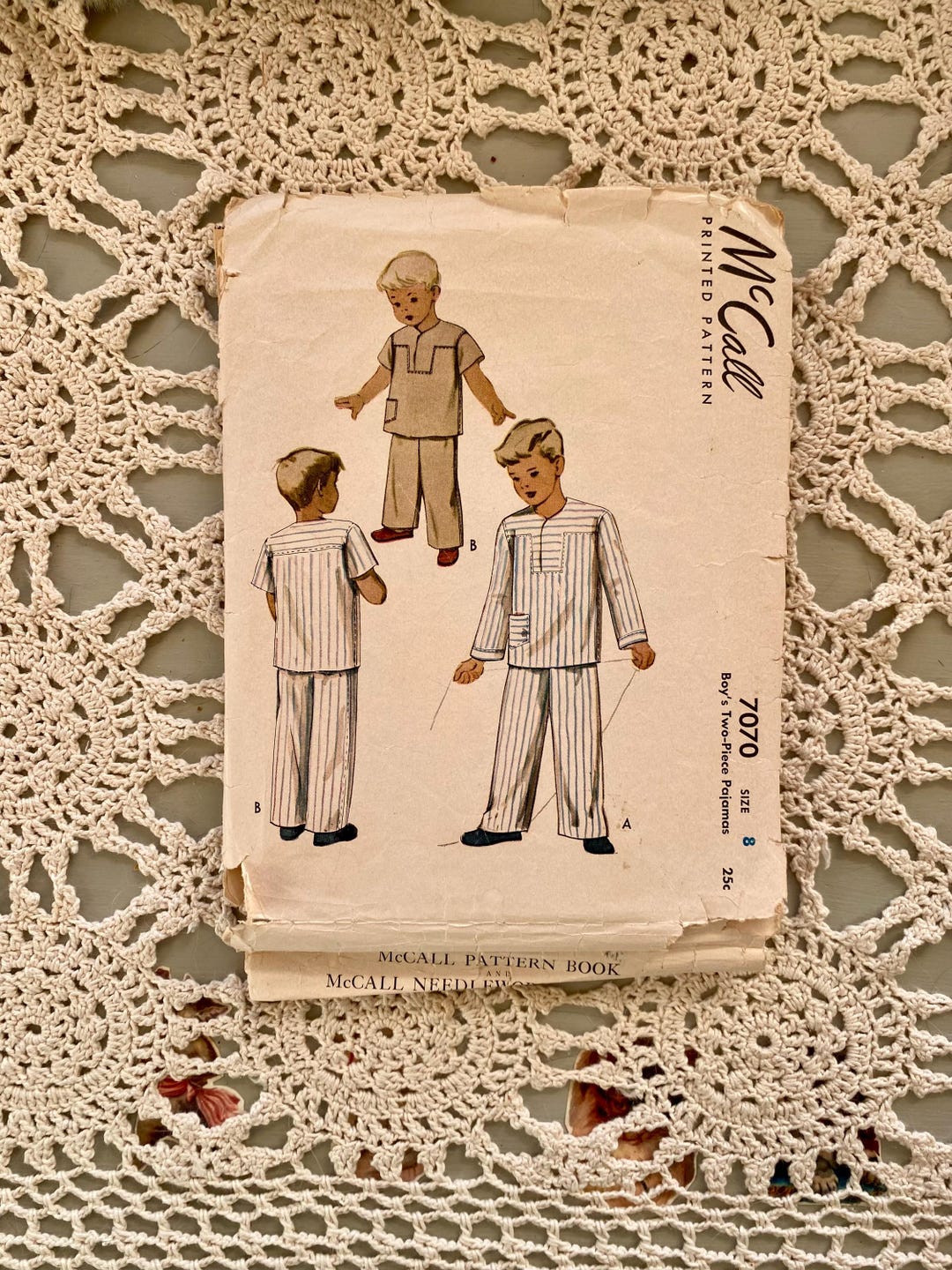 Mccall Pattern #7070 (1947) Boys Two-piece Pajamas - Etsy