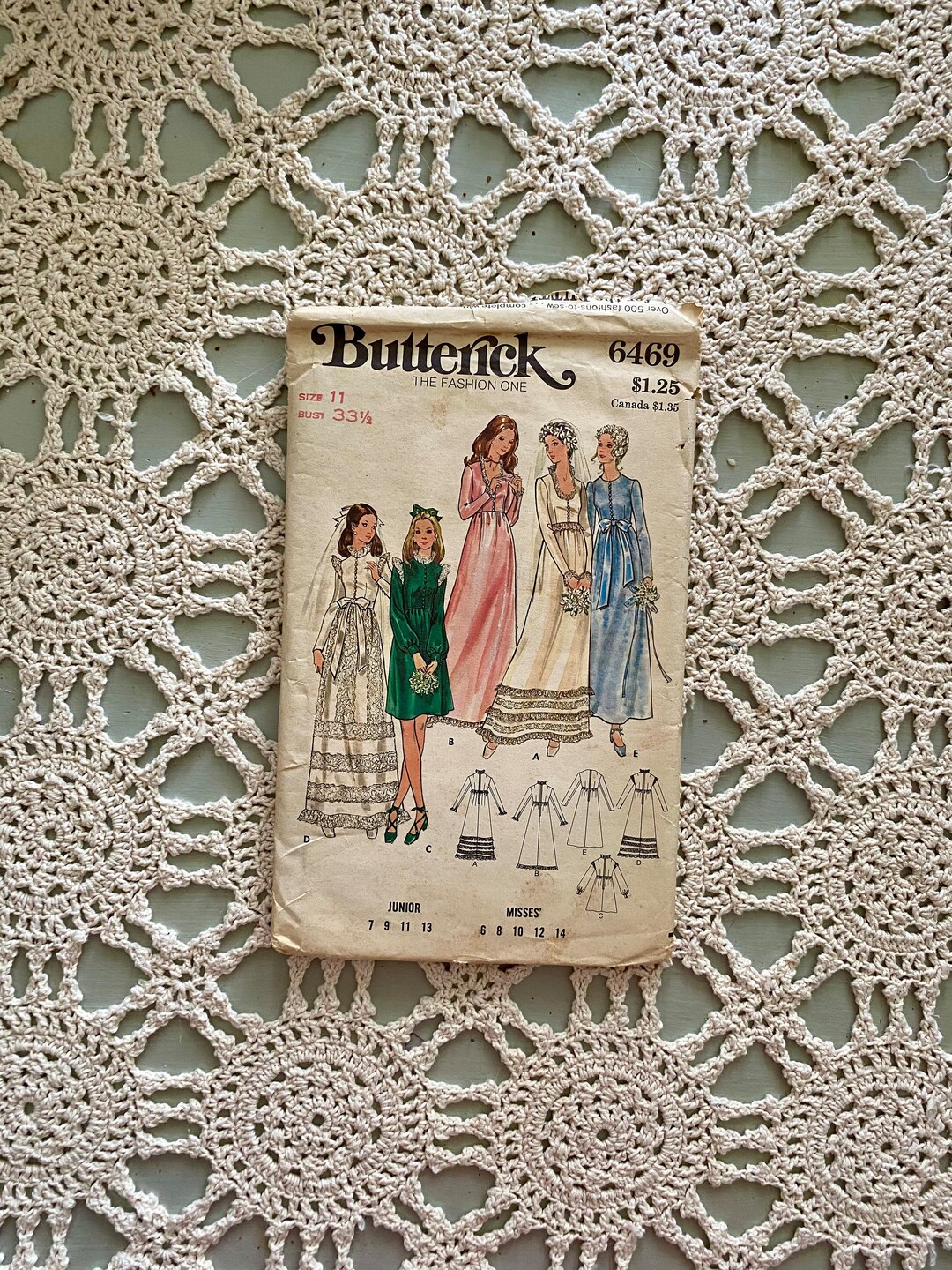 Butterick Pattern #6469 (1971) Junior and Misses Bridal Dress UNCUT - Etsy