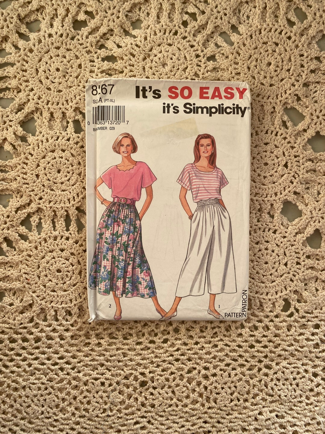 Simplicity Pattern #8267 (1992) Misses' Skirt, Split Skirt and Top ...