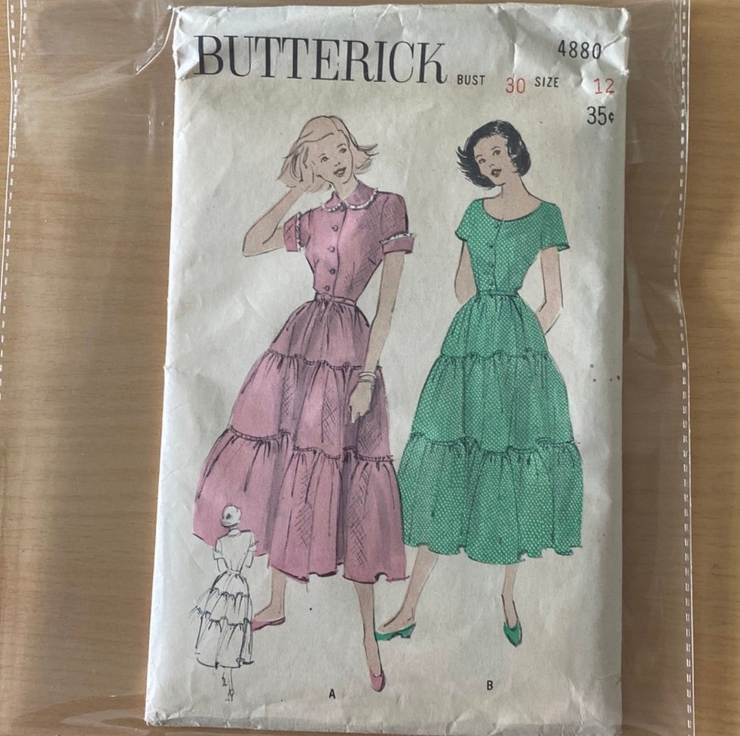 Butterick Pattern 4880 (1940’s) Teen Tiered Skirt Dress - Etsy