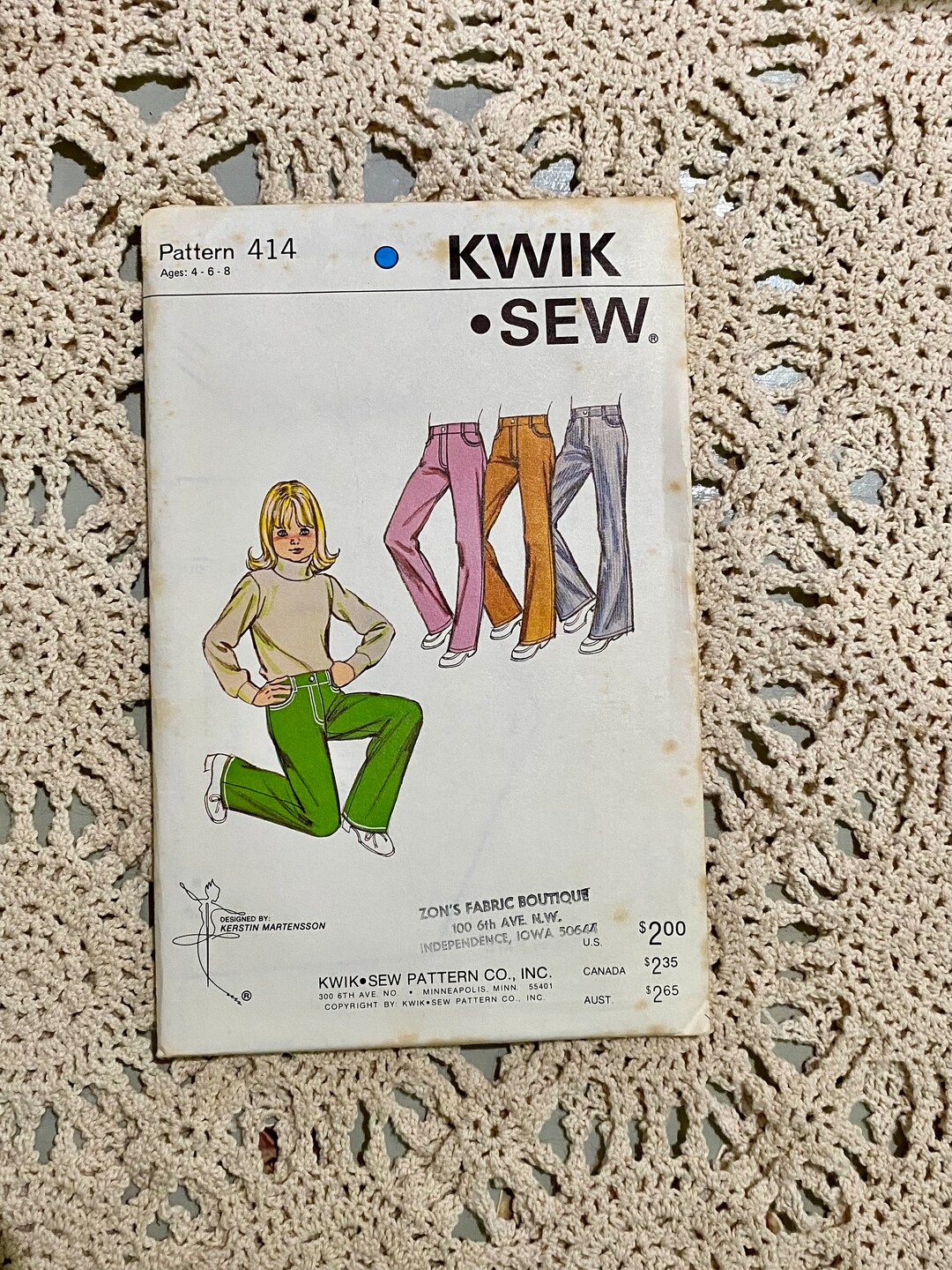 Kwik Sew Pattern #414 (1970s) Girls' Jeans in Sturdy Knits UNCUT - Etsy
