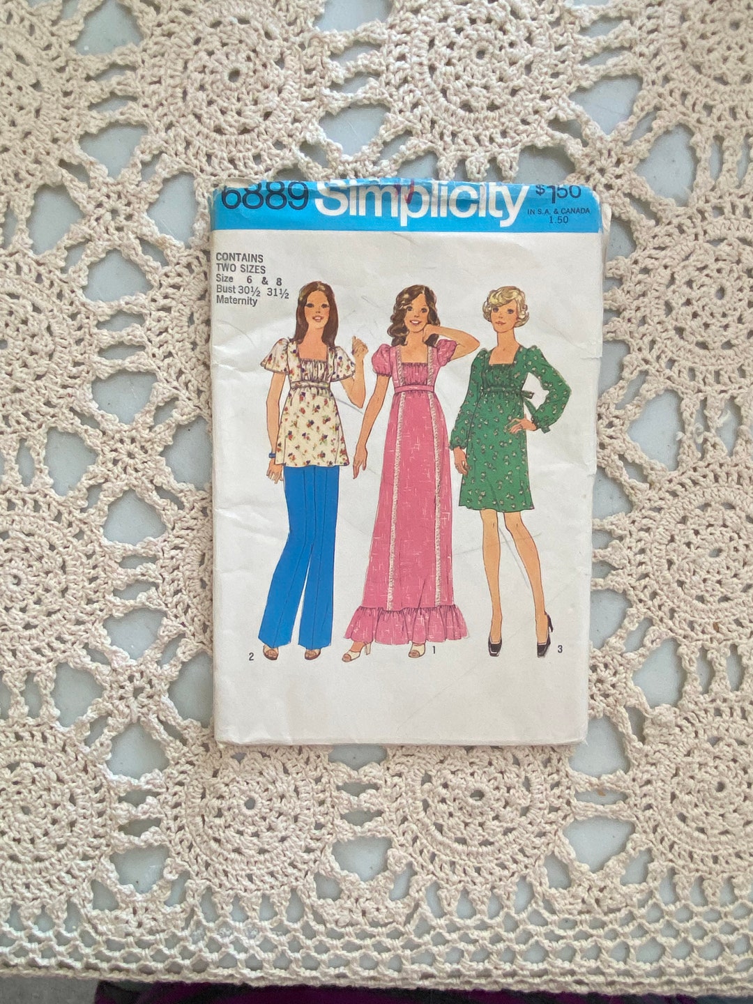 Simplicity Pattern 6889 1975 Misses Maternity Dress in 2 Lengths or Top ...