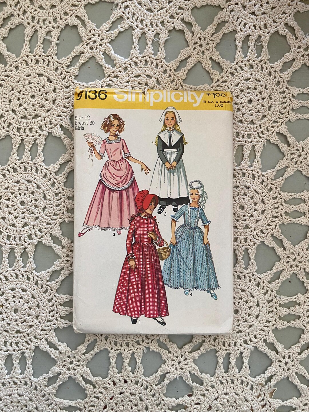 Simplicity Pattern 9136 (1970) Child's and Girls' Puritan, Centennial ...