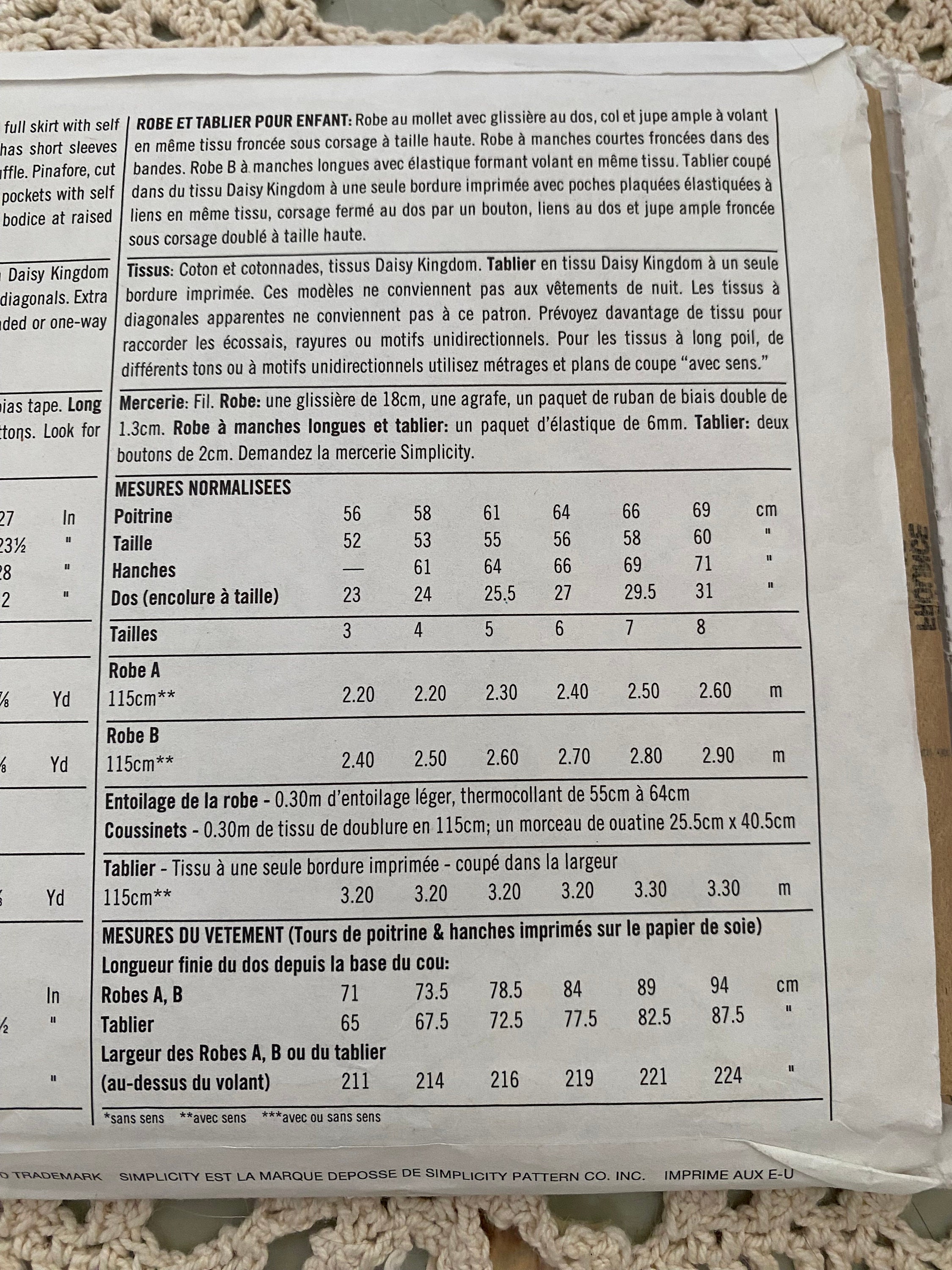 Simplicity Pattern 9458 1995 Daisy Kingdom Girl's Dress and Pinafore ...