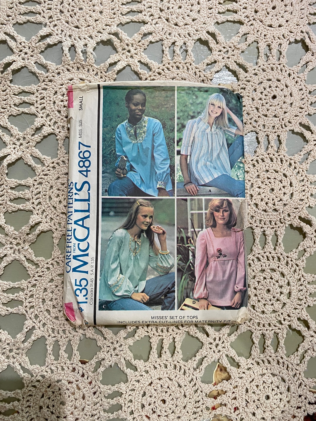 Mccall's Pattern 4867 (1975) Misses' Set of Tops - Includes Extra Cut ...