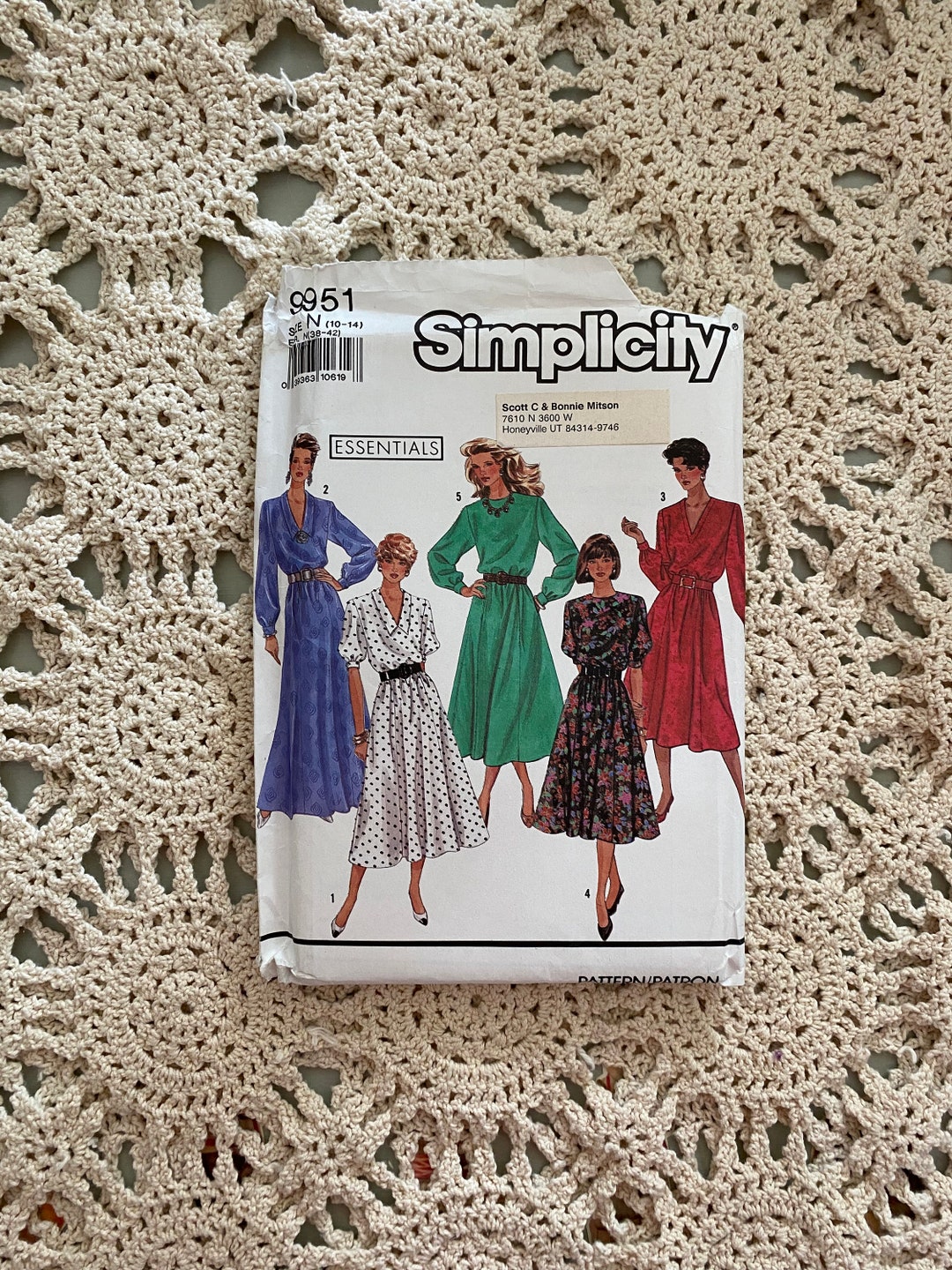 Simplicity Pattern #9951 (1990) Misses' Easy to Sew Dresses in Three ...