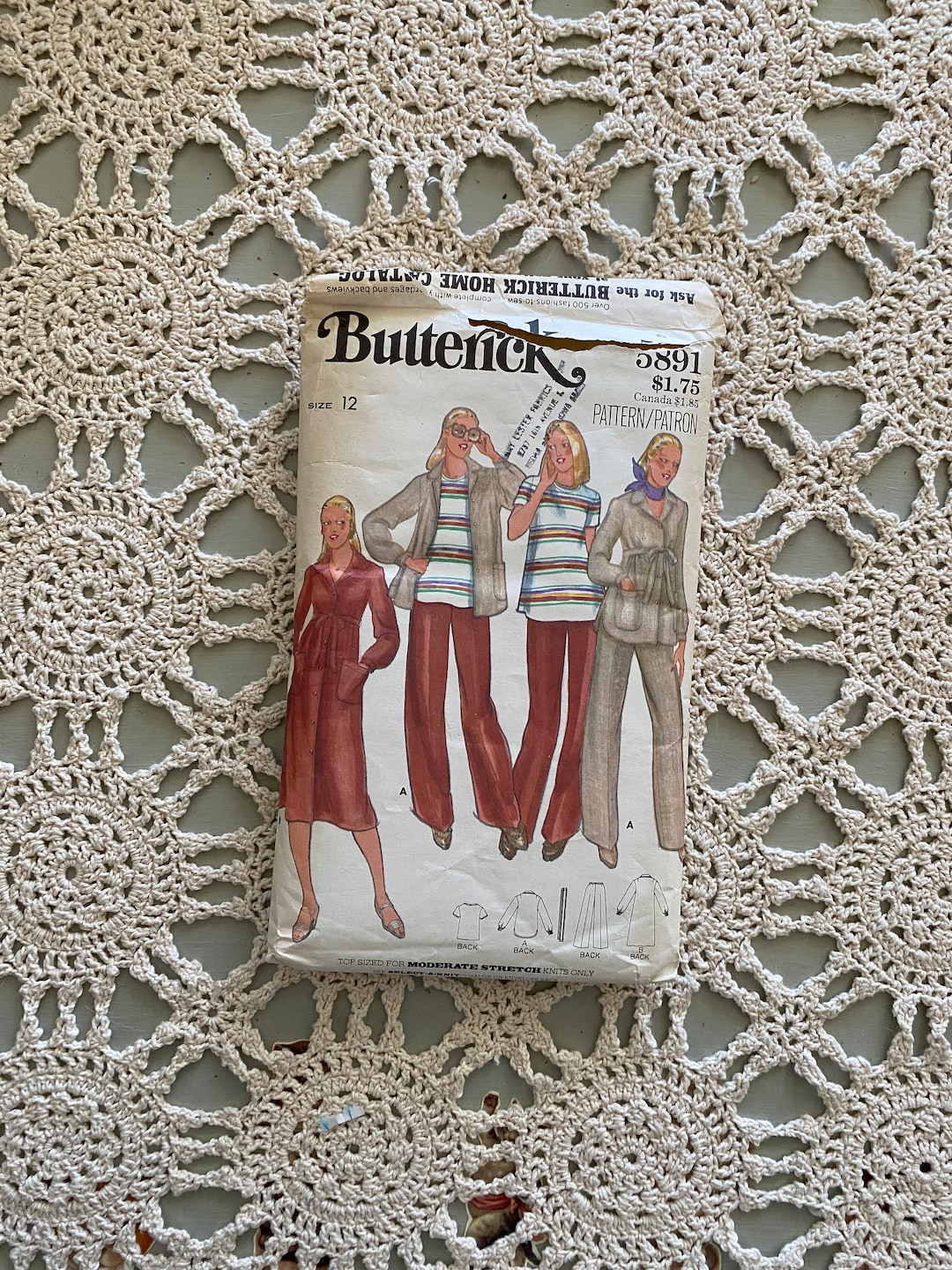 Butterick Pattern #5891 (1970s) Misses' Maternity Top, Dress & Jacket ...