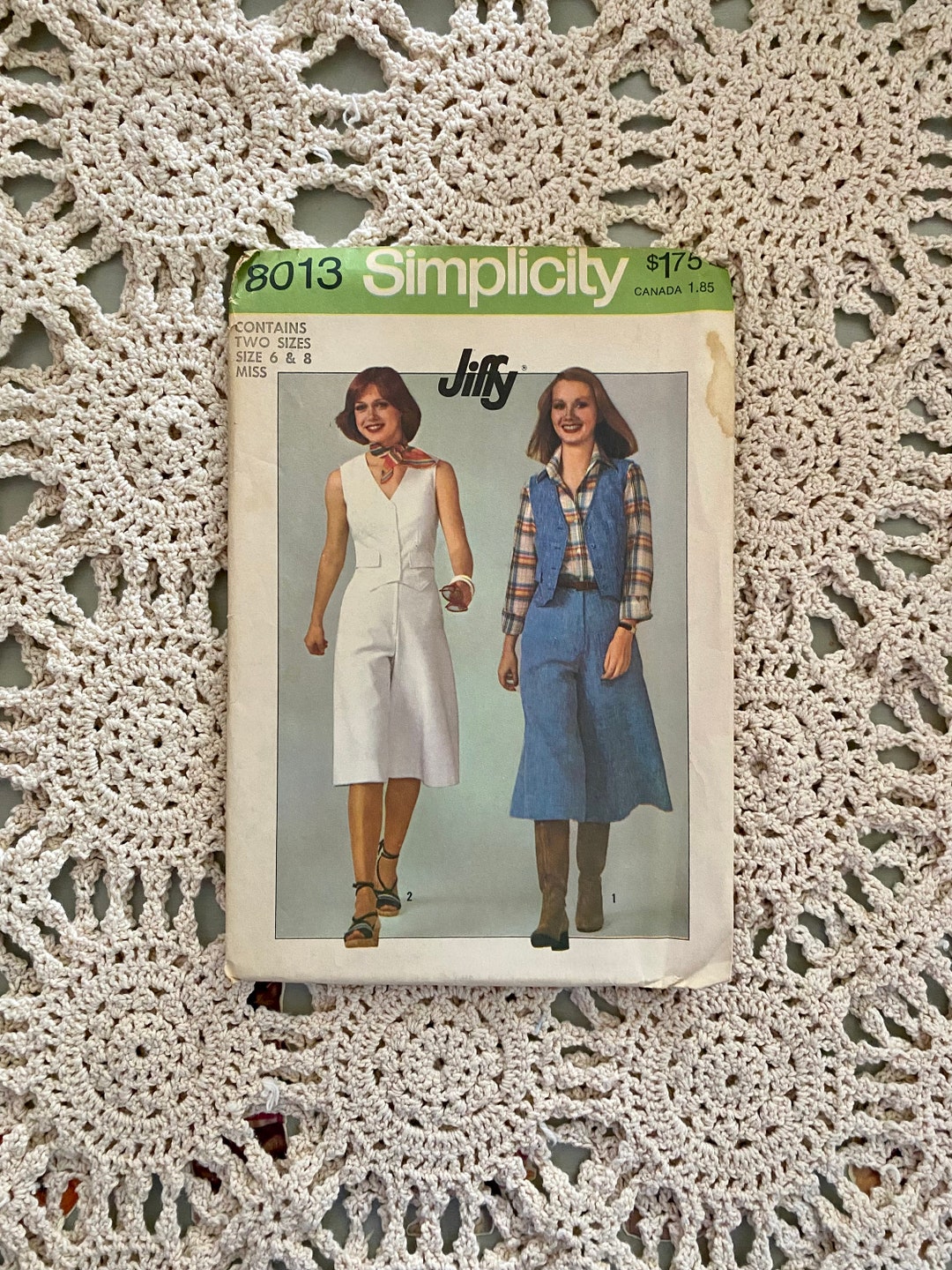 Simplicity Pattern #8013 Jiffy Pantskirt and Vest UNCUT - Etsy