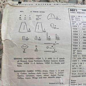 Simplicity Pattern 4071 1951 Girls' Costumes Angel, Princess, Fairy - Etsy