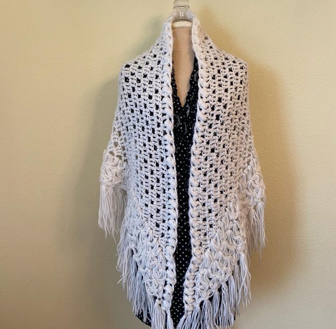 Vintage 1970s Handmade Crochet Shawl Boho Hippie Festival Wrap - Etsy