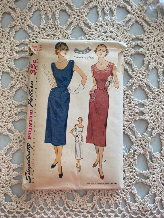Simplicity Pattern 3608 1951 Misses' One-piece Dress - Etsy