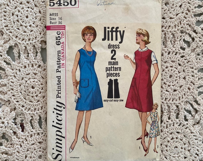 Simplicity Pattern #5450 (1964) Misses' and Women's Jiffy One-piece ...