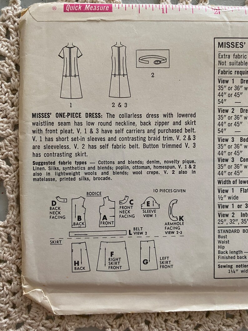 Simplicity Pattern 7078 (1967) Misses' One-piece Dress UNCUT - Etsy