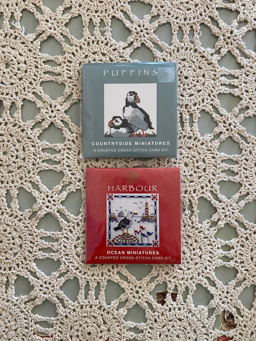 The Textile Heritage Collection Cross-stitch Card Kit Puffin or Harbour ...