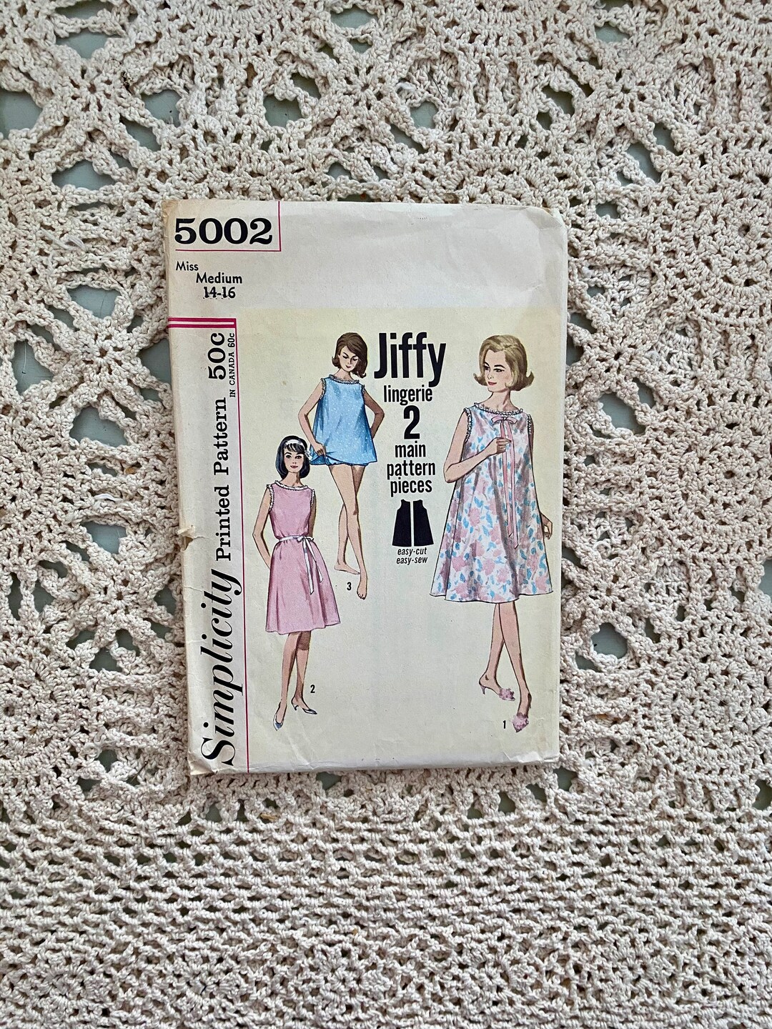 Simplicity Pattern #5002 (1963) Misses' Jiffy Shift-nightgown, Top and ...