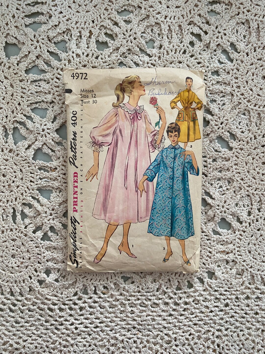 Simplicity Pattern #4972 (1954) Misses' Duster, Negligee and Housecoat - Etsy