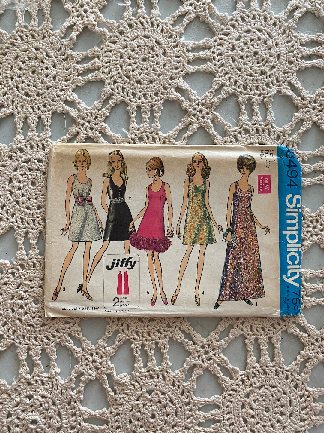 Simplicity Pattern 8494 (1969) Misses' Jiffy Dress in Two Lengths ...