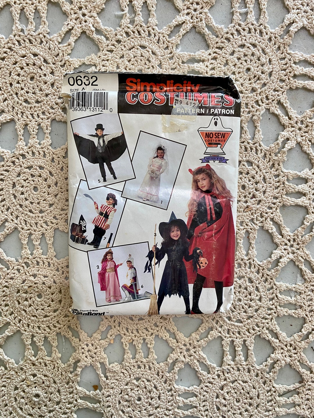 Simplicity Pattern 0632 (est. 1990s) No Sew Pattern Kids Halloween ...