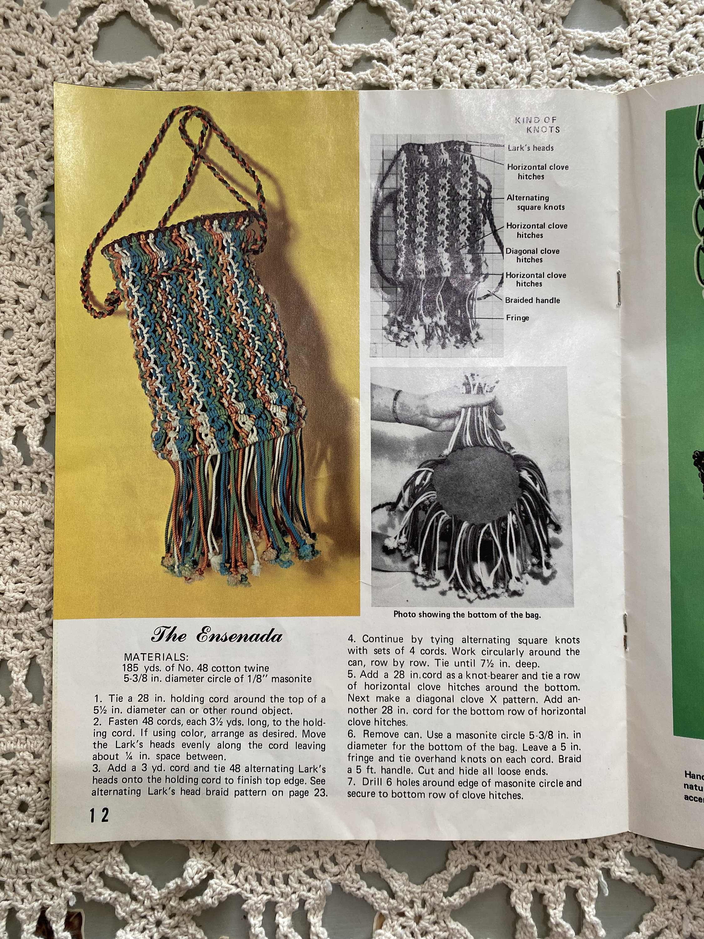 12 Belt and Bag Macrame Designs With Knot Reference Section 1971 - Etsy