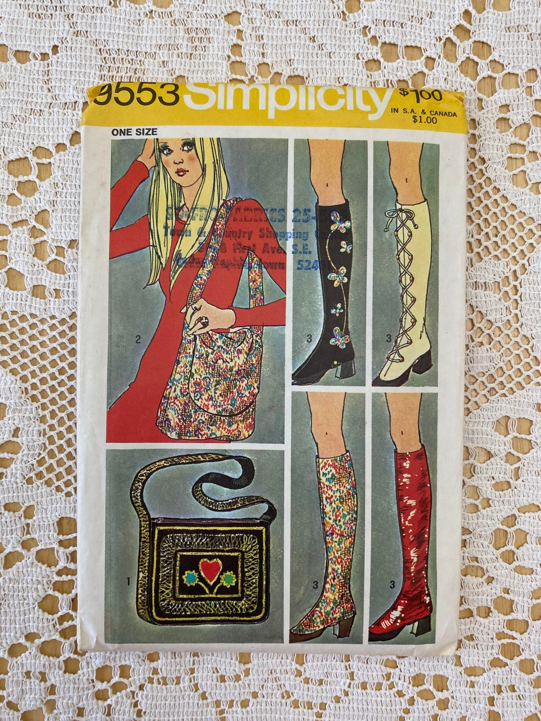 Simplicity Pattern 9553 (1971) Spats & Two Bags - Etsy