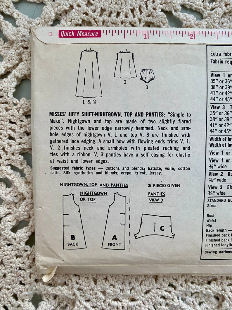 Simplicity Pattern #5002 (1963) Misses' Jiffy Shift-nightgown, Top and ...