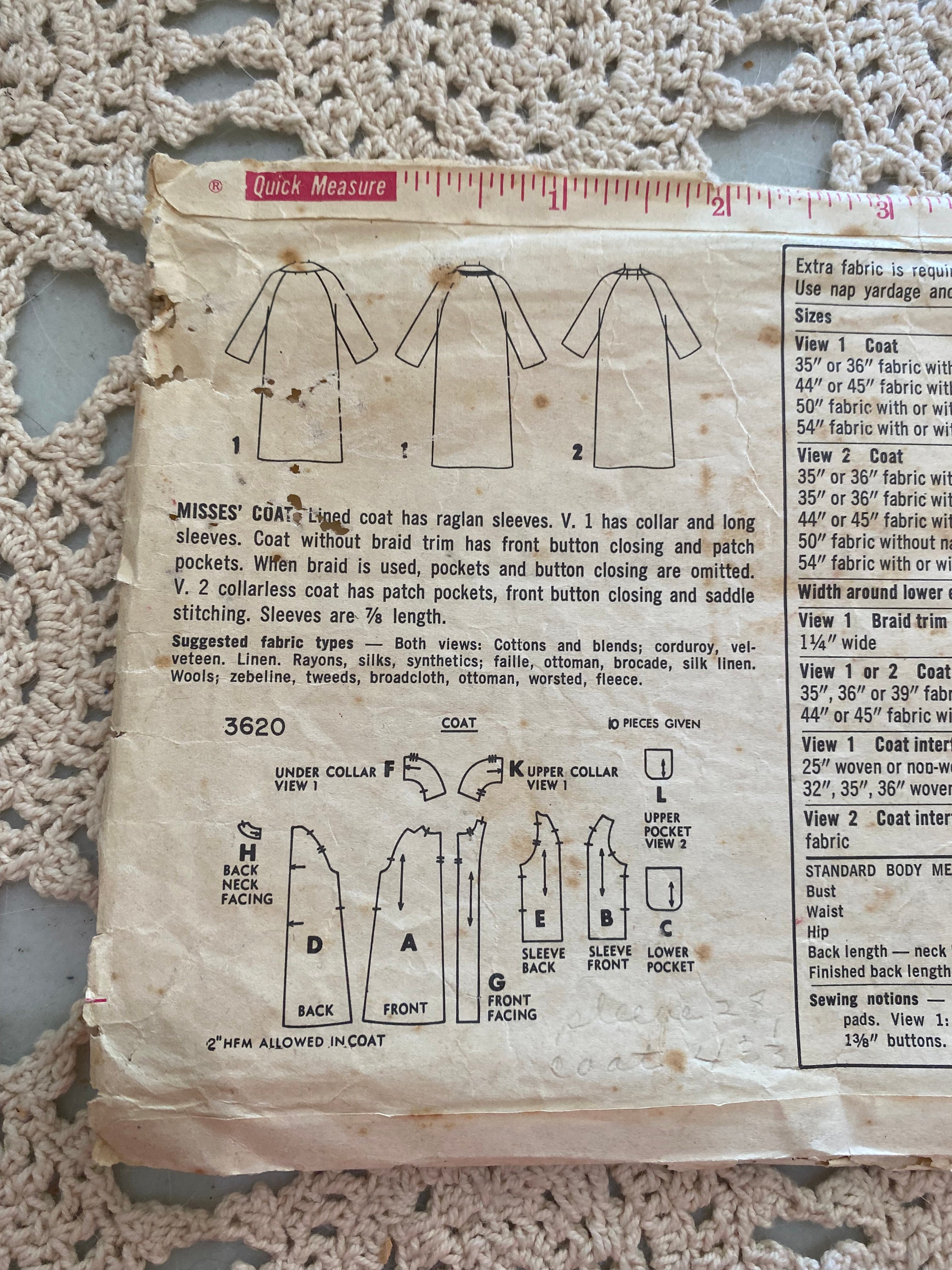 Simplicity Pattern 3620 early-mid 1960s Misses' Coat - Etsy