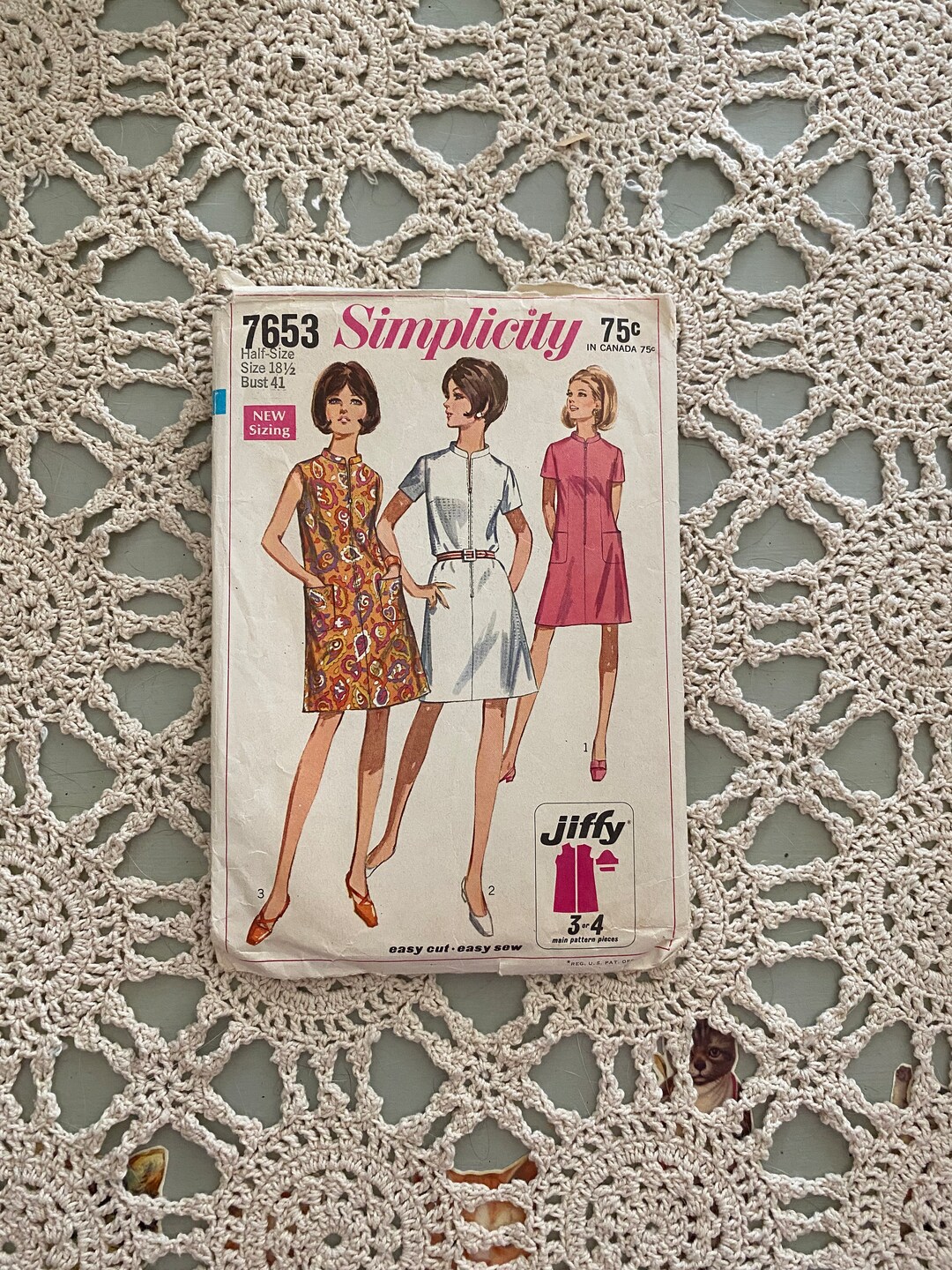 Simplicity Pattern #7653 (1968) Jiffy Dress in Half Sizes - Etsy